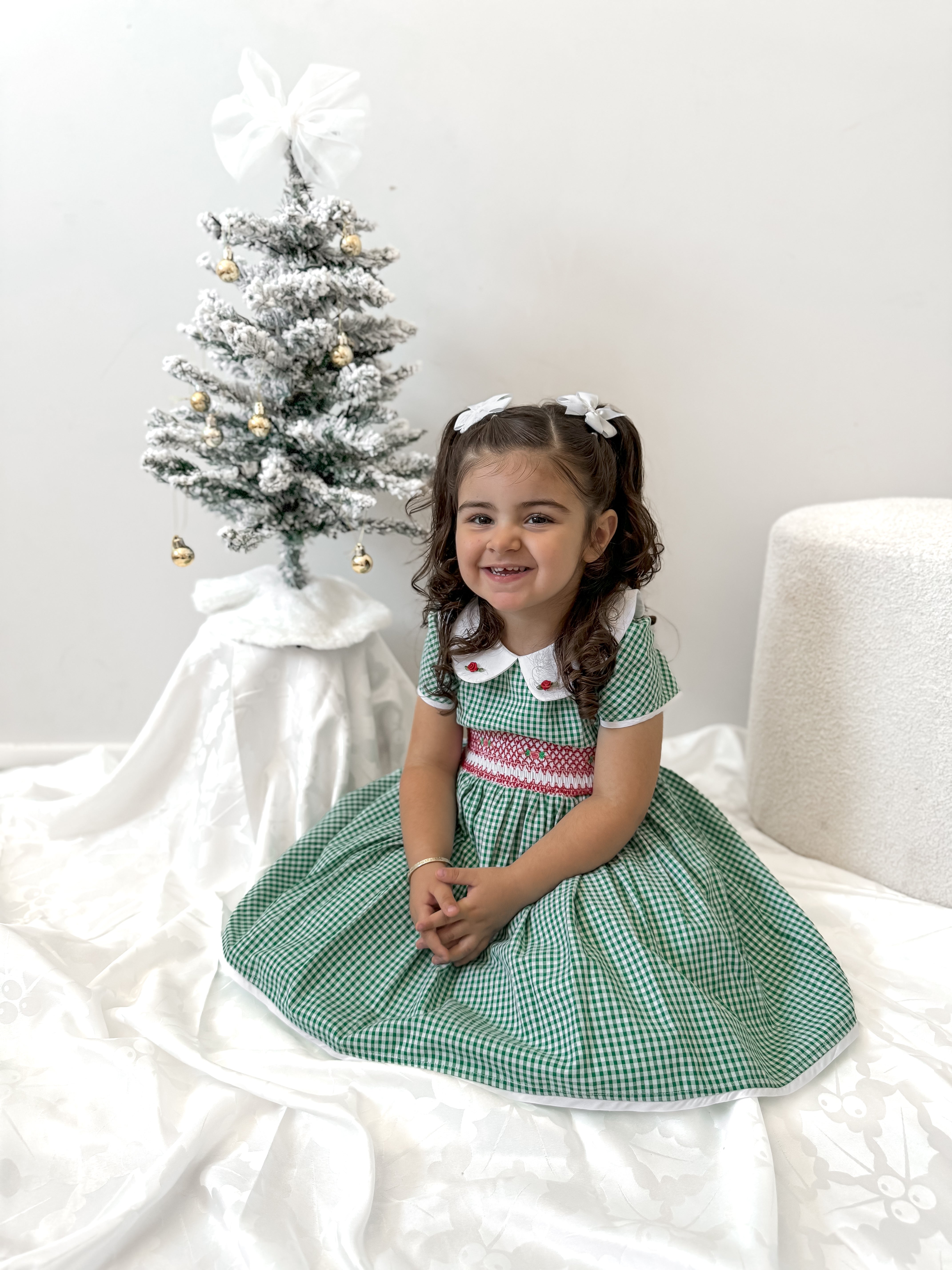 Hand-Smocked Evergreen Dress|Miss Ayana Rose| Birthday Dress